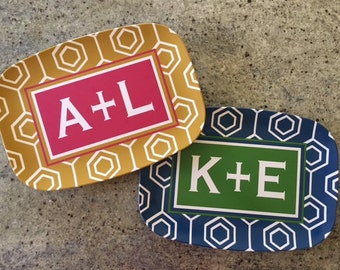 Personalized Melamine Platter Custom Preppy Monogram Tray | Etsy