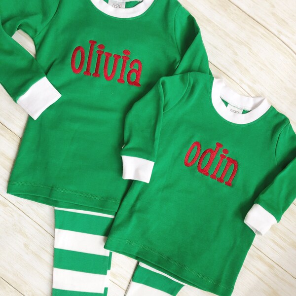Personalized Embroidered Kids Pjs Christmas - Etsy