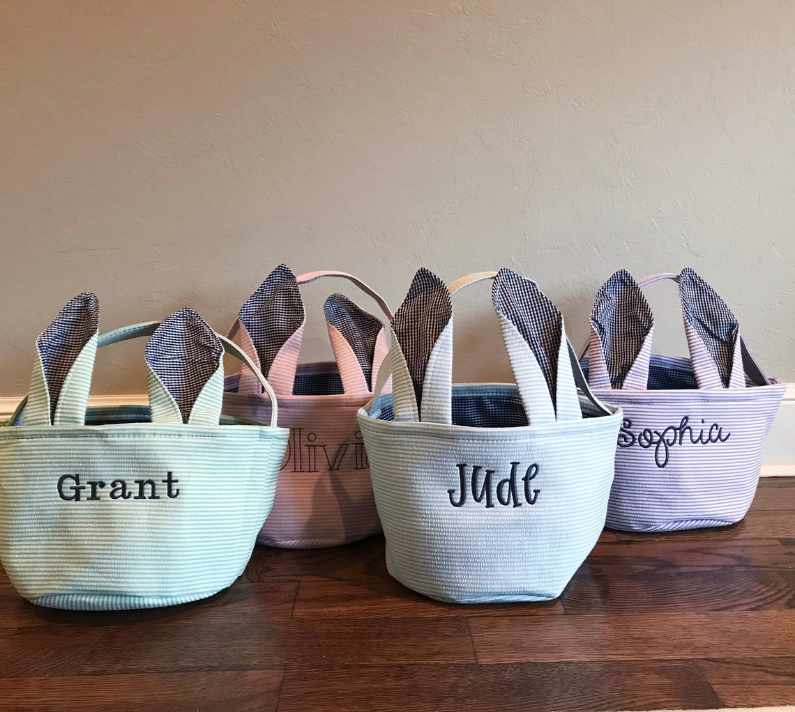 Embroidered Easter Basket Custom Monogram Personalized Easter - Etsy