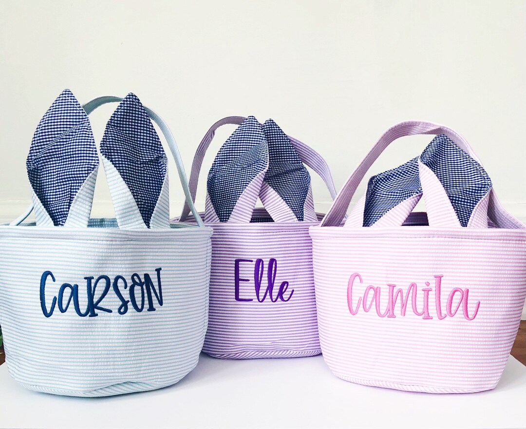 Embroidered Easter Basket, Custom Monogram Personalized Easter Basket ...