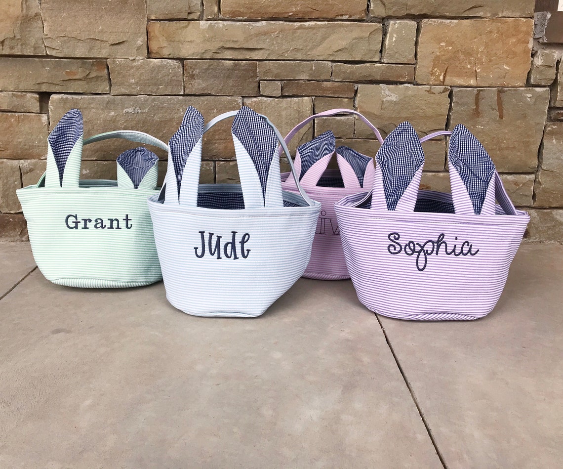 Embroidered Easter Basket Custom Monogram Personalized Easter - Etsy