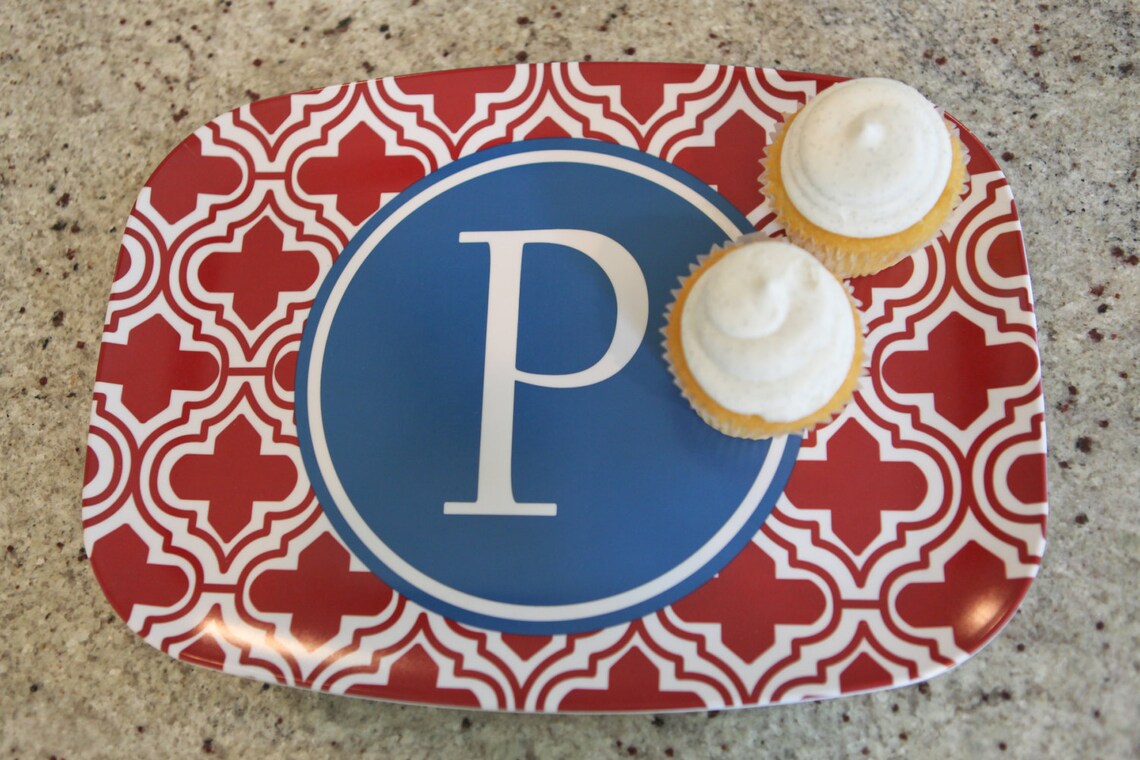 Personalized Melamine Platter Custom Preppy Monogram Tray | Etsy