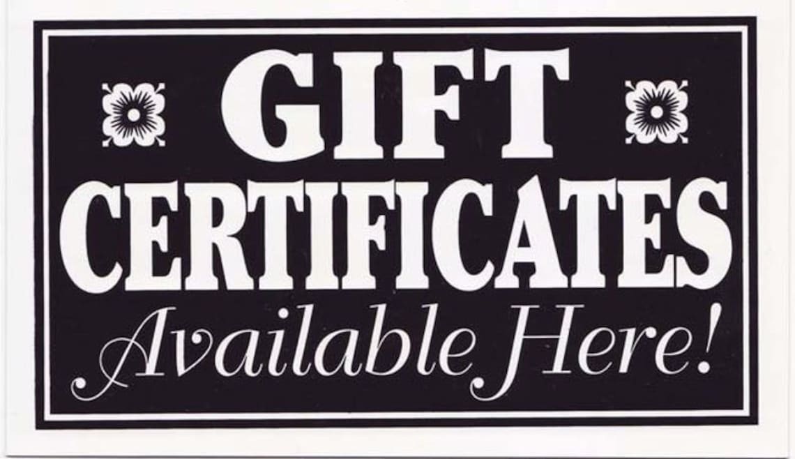 Gift Certificate Sign (available Here!) - Etsy