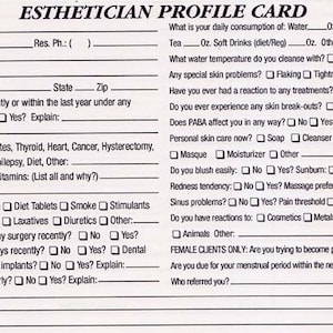 Esthetician Client Profile Binder With 100 Profile Cards A Z Index - Etsy