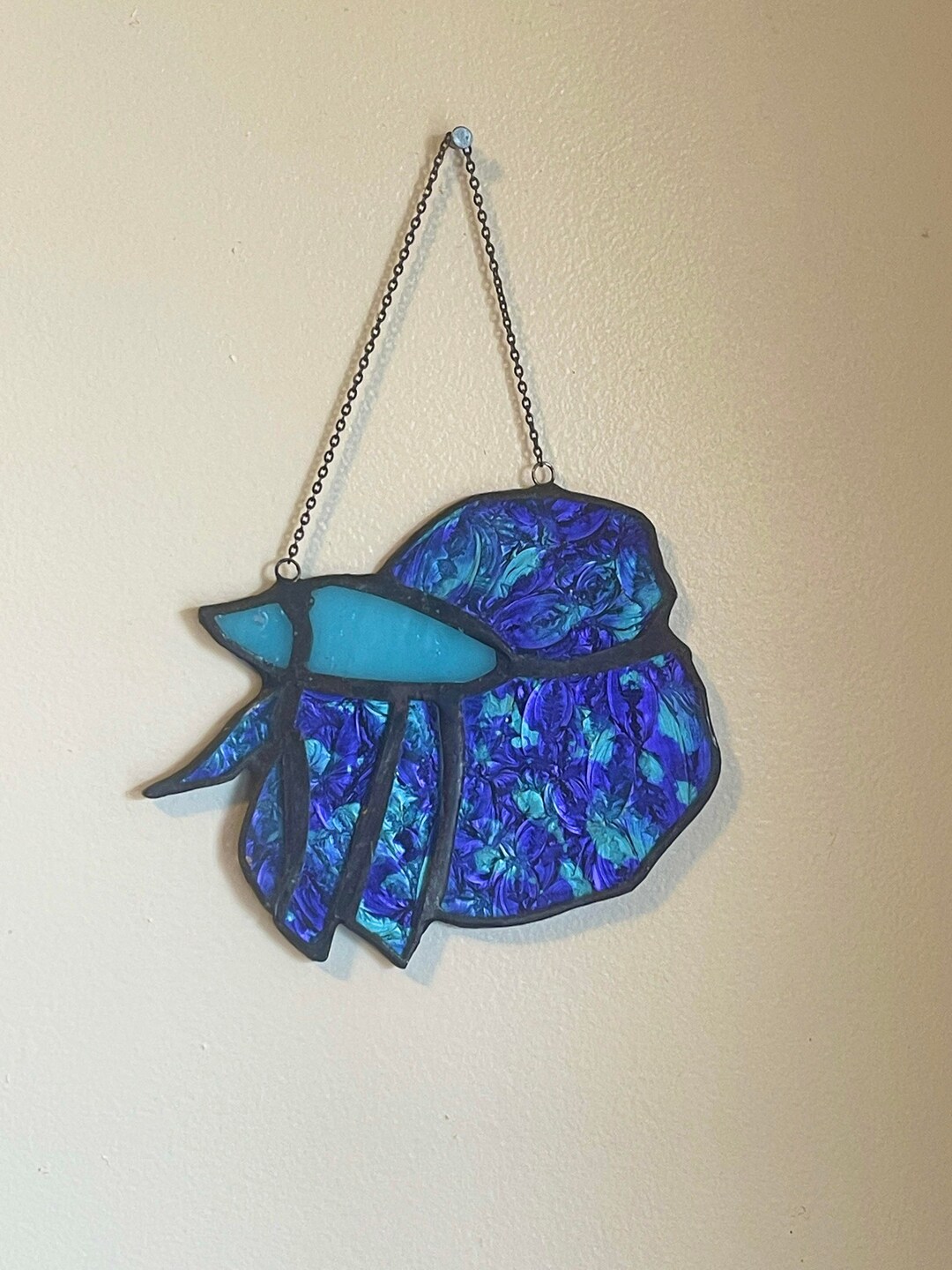 Stained Glass Purple and Blue Betta Fish | Glass Fish | Sun Catcher ...