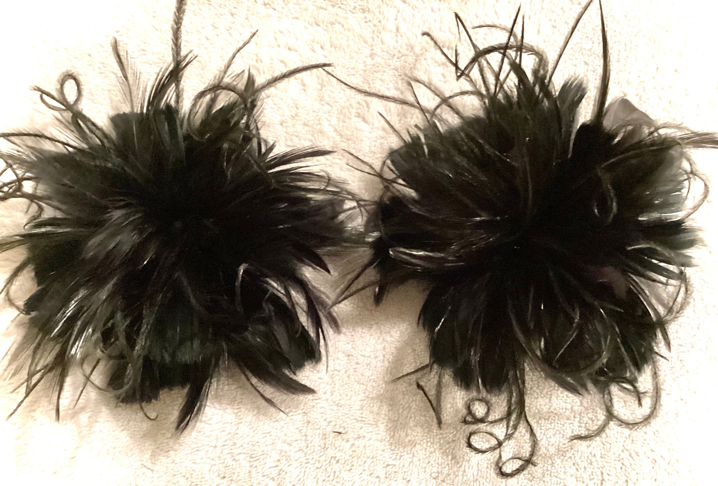 Ostrich Feather Shoe Clips Accessory. Shoes Not Included. Black, Red, Olive, Forest Green, Brown ...