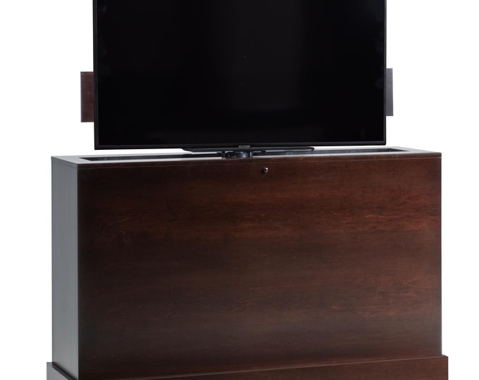 LYRA Hidden Pop-up TV Cabinet Light White Oak End of Bed TV Cabinet ...