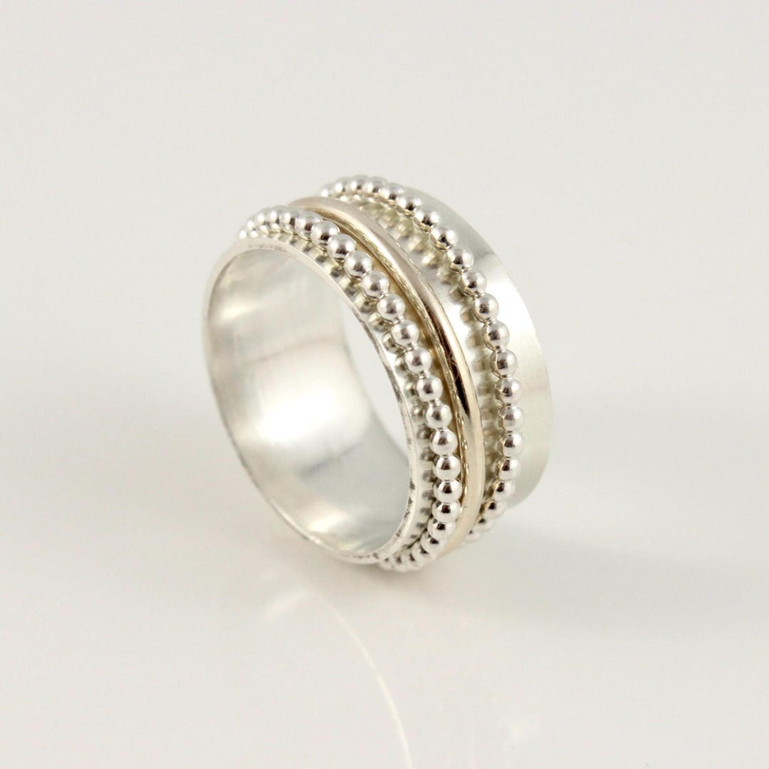 Mixed Metal Fidget Ring Meditation Spinner Ring 14K Yellow Gold Filled ...