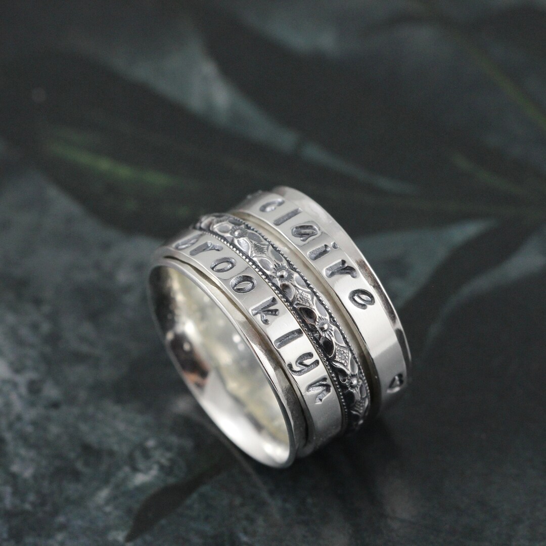 Anillo de boda personalizado, banda familiar de la madre, aniversario ...
