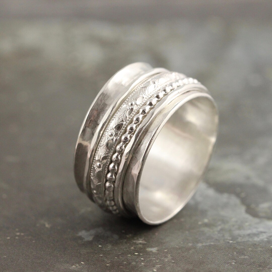 Spinner Ring Wide Spinning Band Wedding Ring Christmas Gift - Etsy