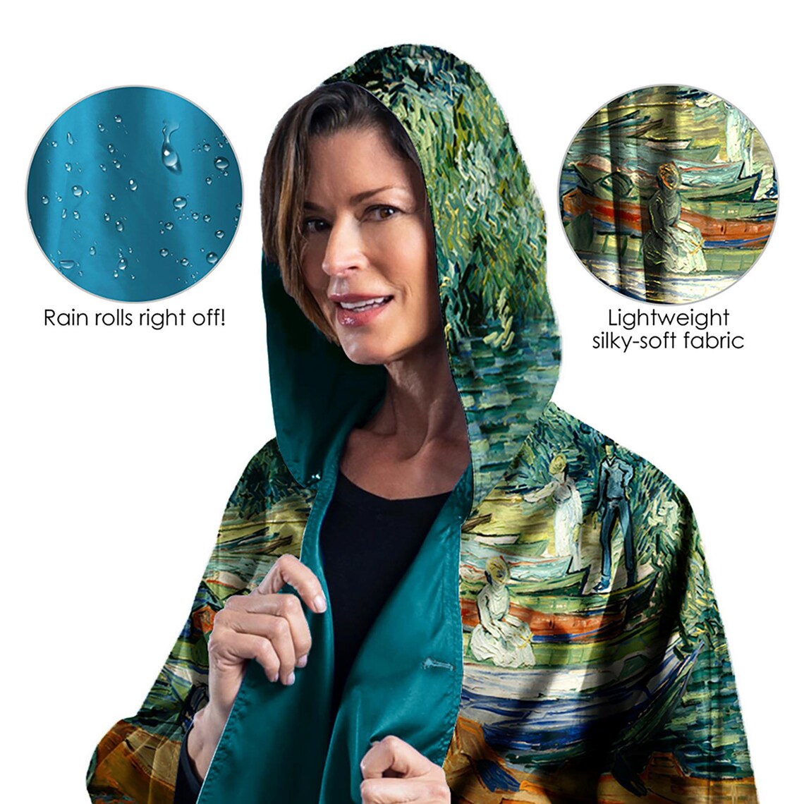 Van Gogh Bank of the Oise Womens Rain Cape Rainproof Breathable Rain ...