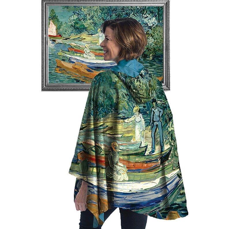 Van Gogh Bank of the Oise Womens Rain Cape Rainproof Breathable Rain ...