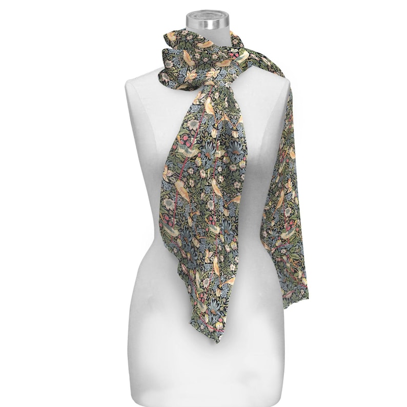 William Morris Strawberry Thief Long Sheer Scarf – Lightweight, Elegant ...