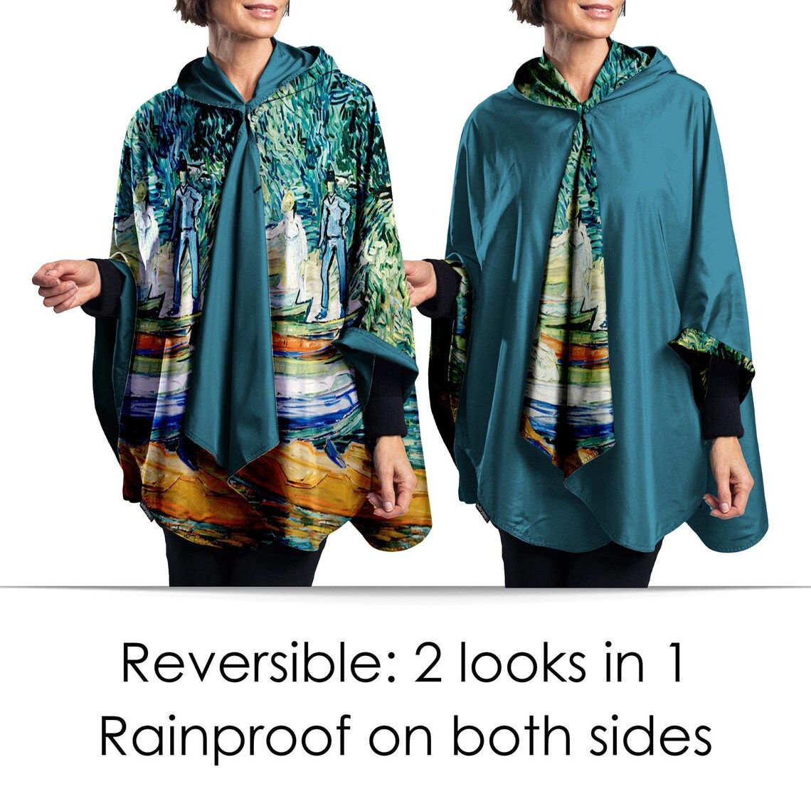 Van Gogh Bank of the Oise Womens Rain Cape Rainproof Breathable Rain ...