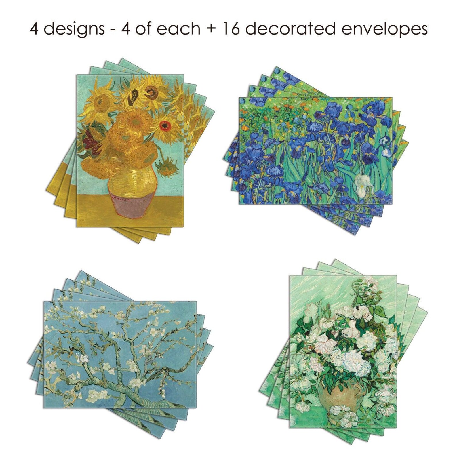 Van Gogh Flowers - Boxed Blank Note Cards – Set of 16 in a Keepsake ...