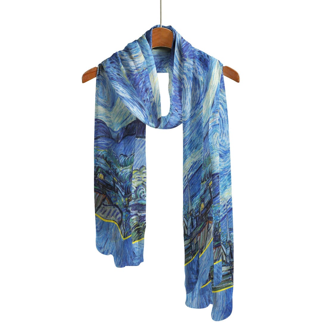 Van Gogh Starry Night Long Sheer Scarf – Lightweight, Elegant, Silky ...