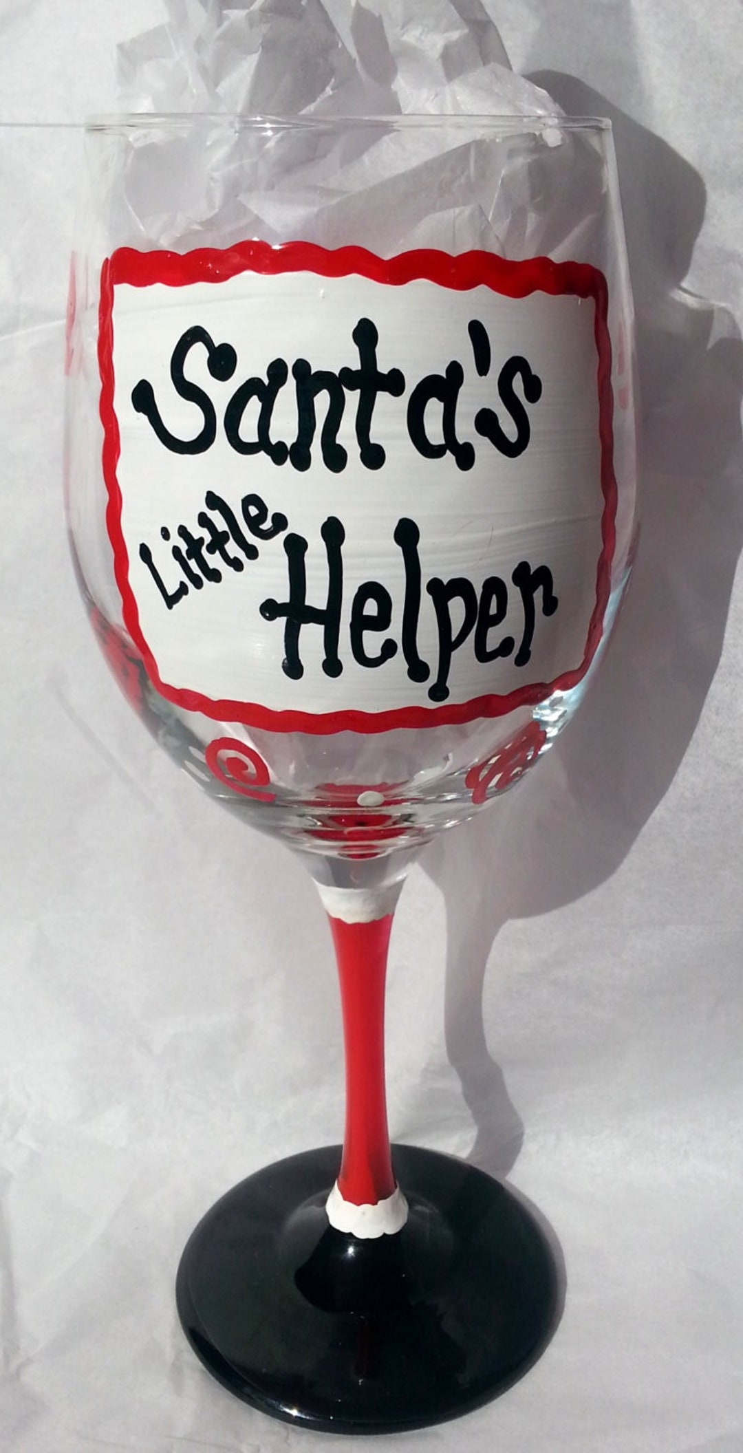 20 Oz Santas Little Helper Hand Painted Wine Glass - Etsy