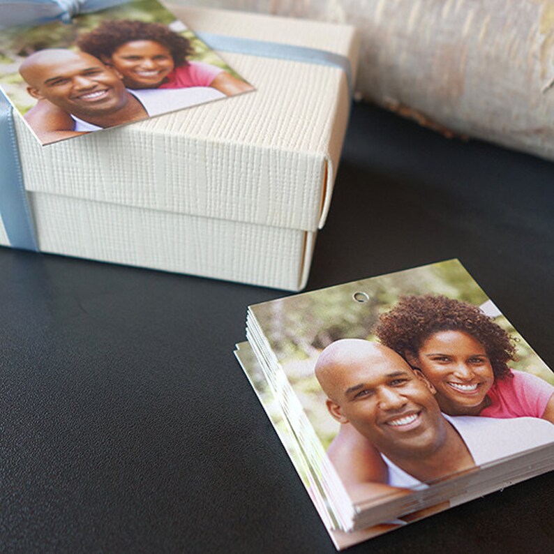 Wedding Favor Tags Die Cut Tags With Photo on Front and - Etsy