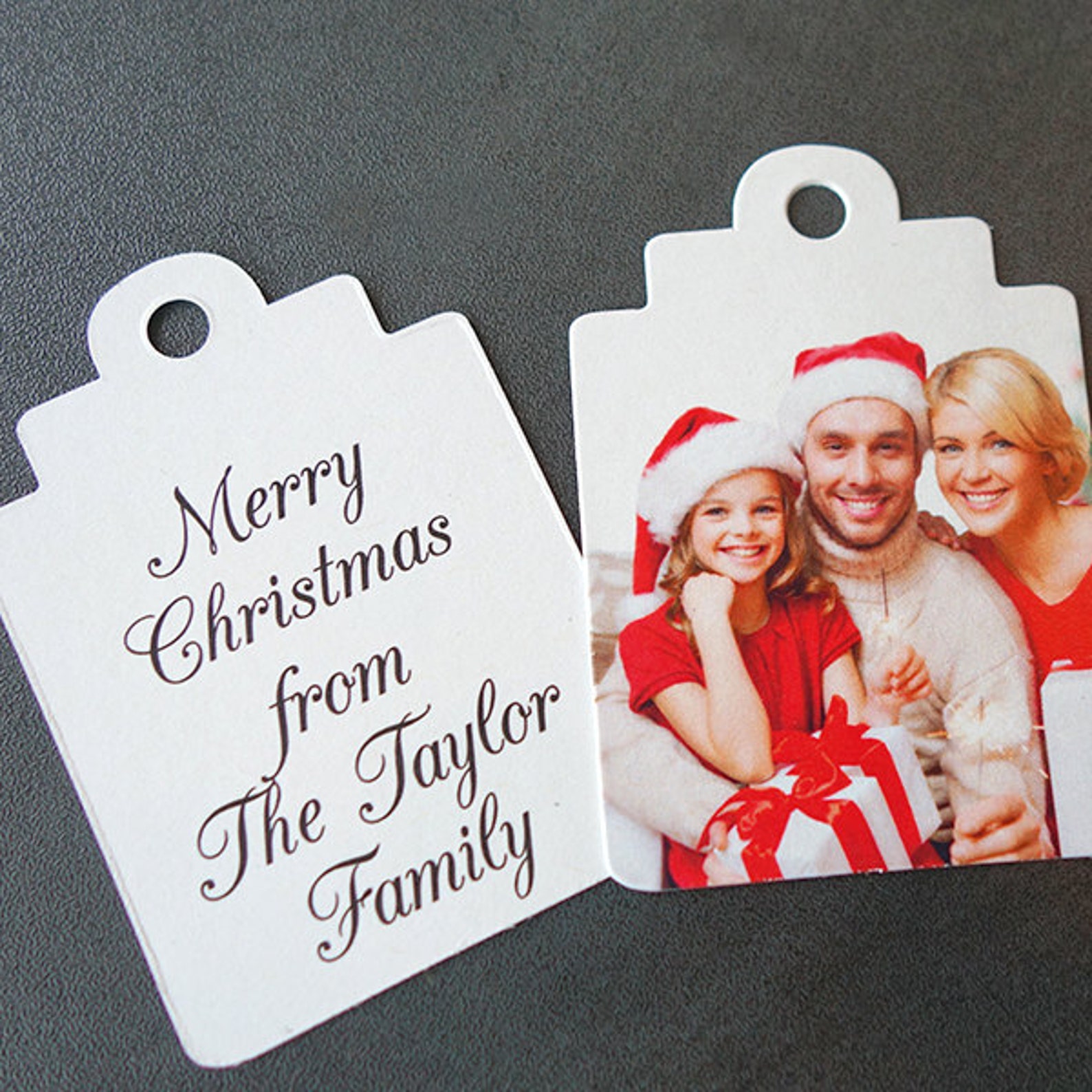 Printed Photo Christmas Gift Tags With Message boutique Tags | Etsy
