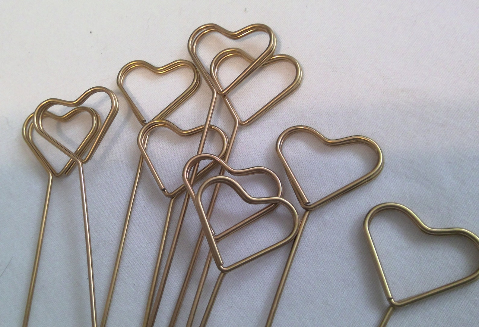 Set of 12 Gold Heart Wire Card Holder Bouquet Card Holder - Etsy
