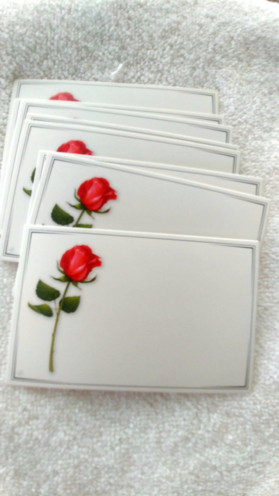 12 Blank Rose Flower Enclosure Cards, Note Cards, Florist Supplies ...