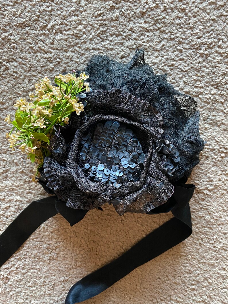 Antique Hat / Victorian Bonnet / 1890s Hat / Black Lace and | Etsy