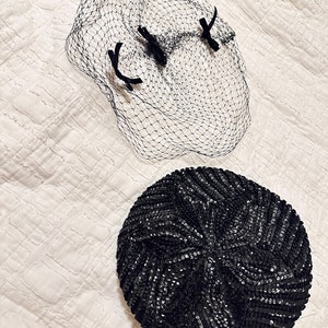 Vintage 1950s Hat / 50s Sequin Hat / Sparkly / Netting / Bows / Pretty ...
