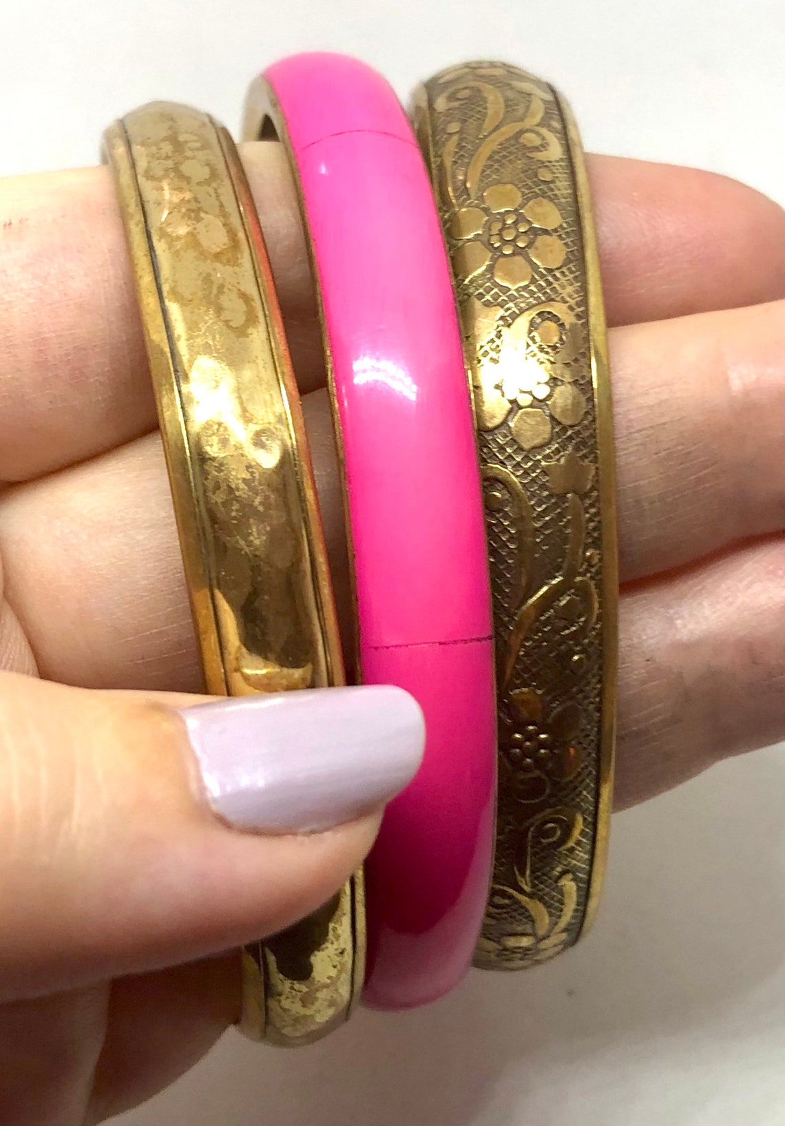 Pink festival stacking bangles | Etsy