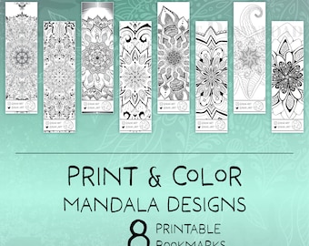 8 Printable Mandala Bookmarks Digital Downloads - Etsy