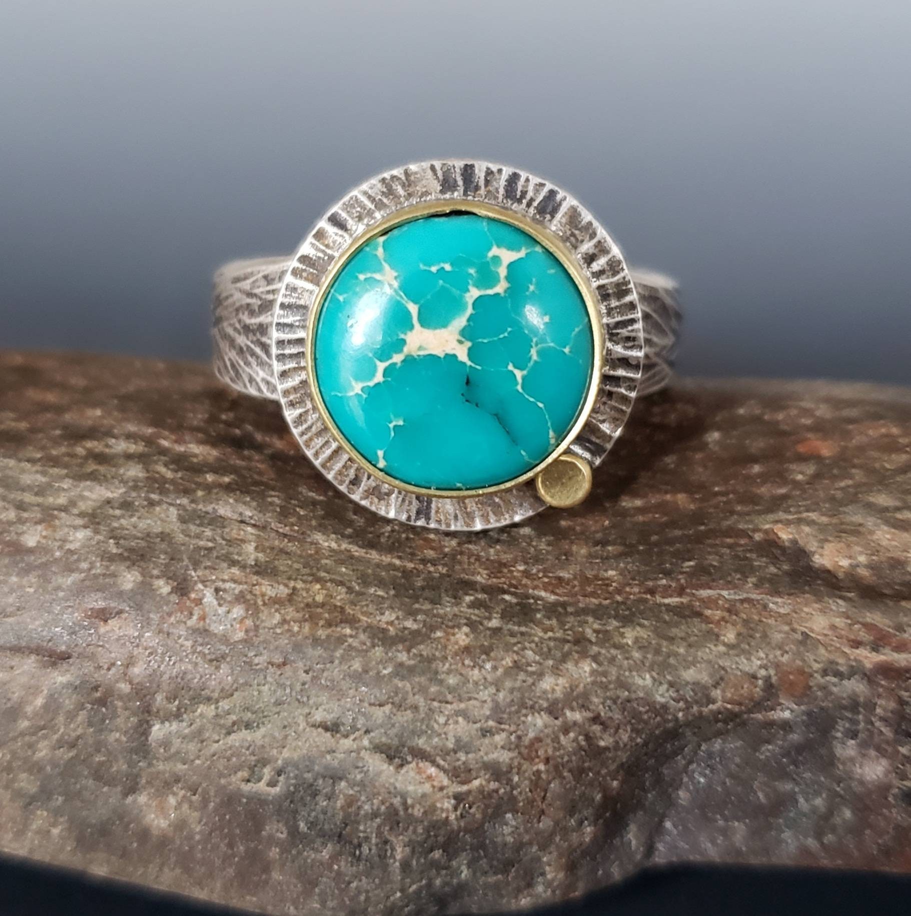 Sterling Silver and 18K Gold Turquoise Ring — EMW Metalworks - Artisan ...