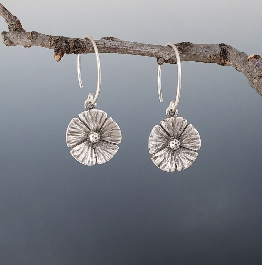 Flower Earrings Sterling Silver, Handmade Jewelry Earrings for Women ...