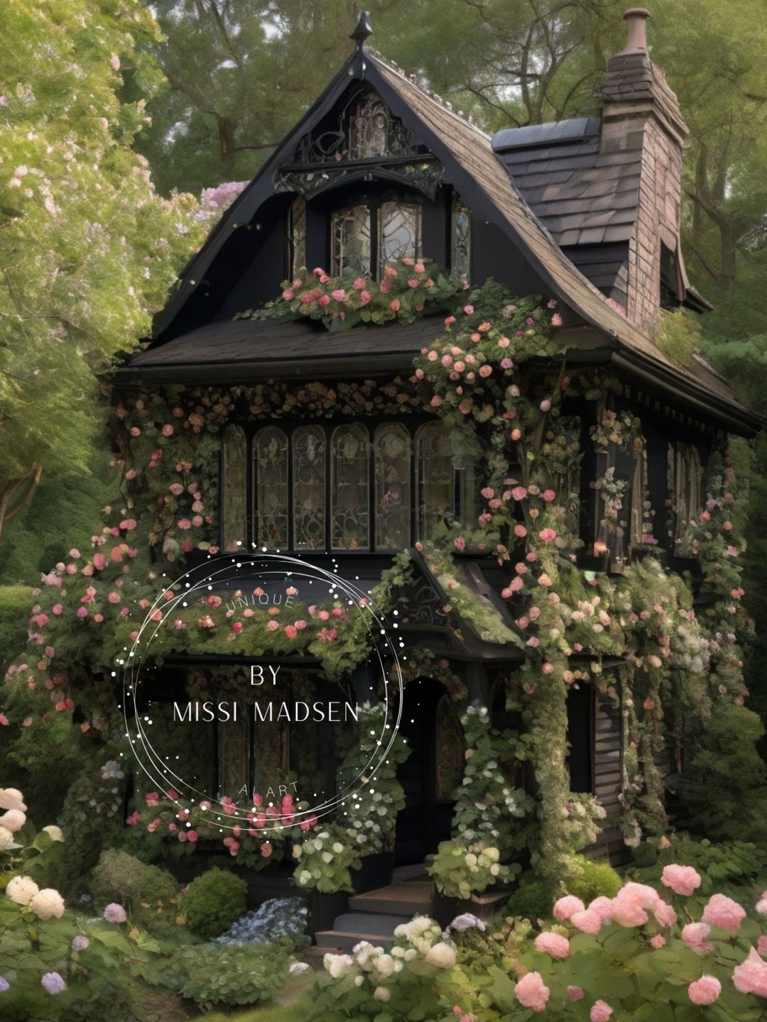 Cottagecore Black Seaside Cottage 6x9 Journal Whimsical Haunting Dark ...