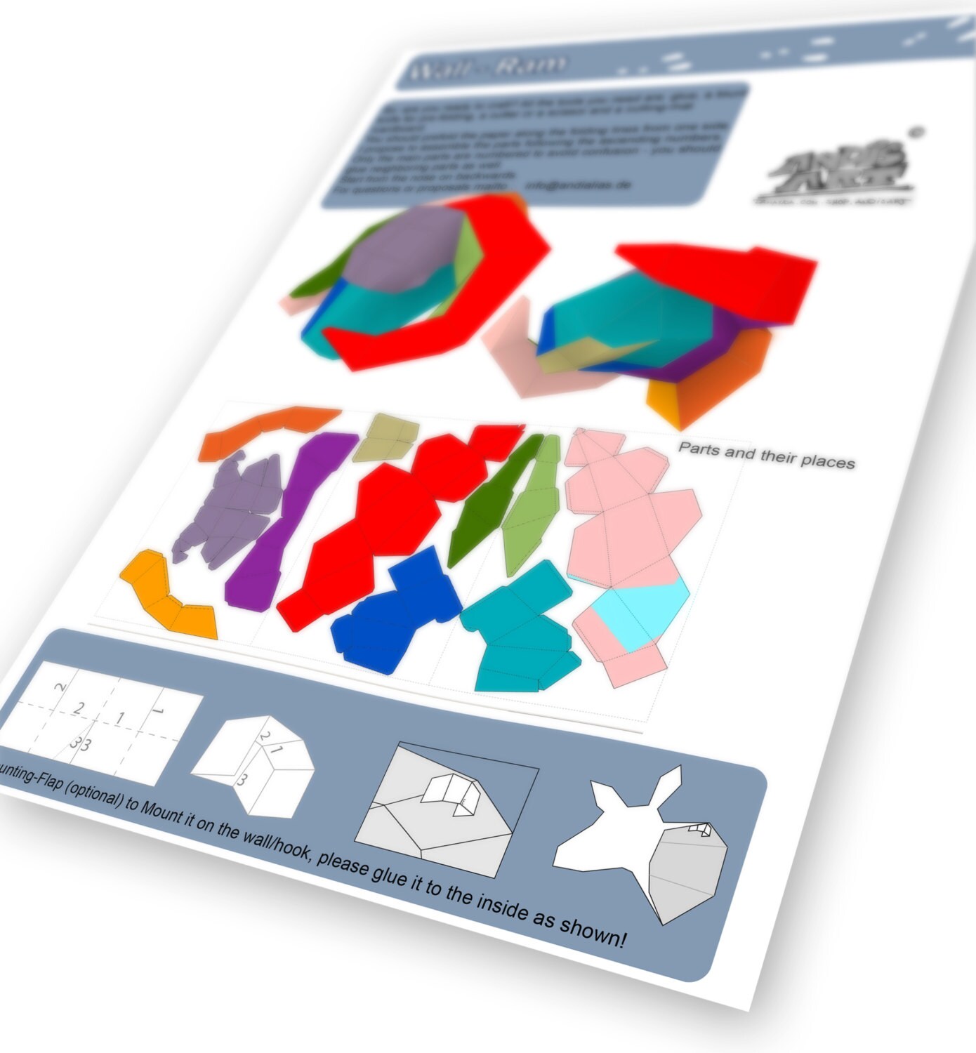 Mr Wall-ram, a Papercraft - Etsy