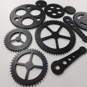 10 Pieces Steampunk Gears Wall Decor Eight Gears, Two Push Rods Wood ...