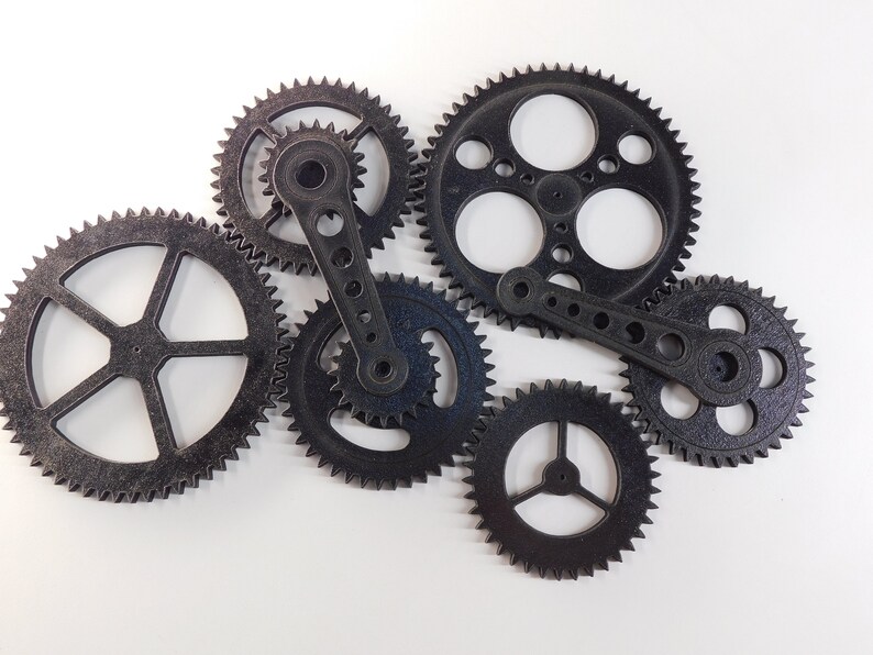 Steampunk Gears Wall Decor Eight Gears Two Push Rods 10 | Etsy