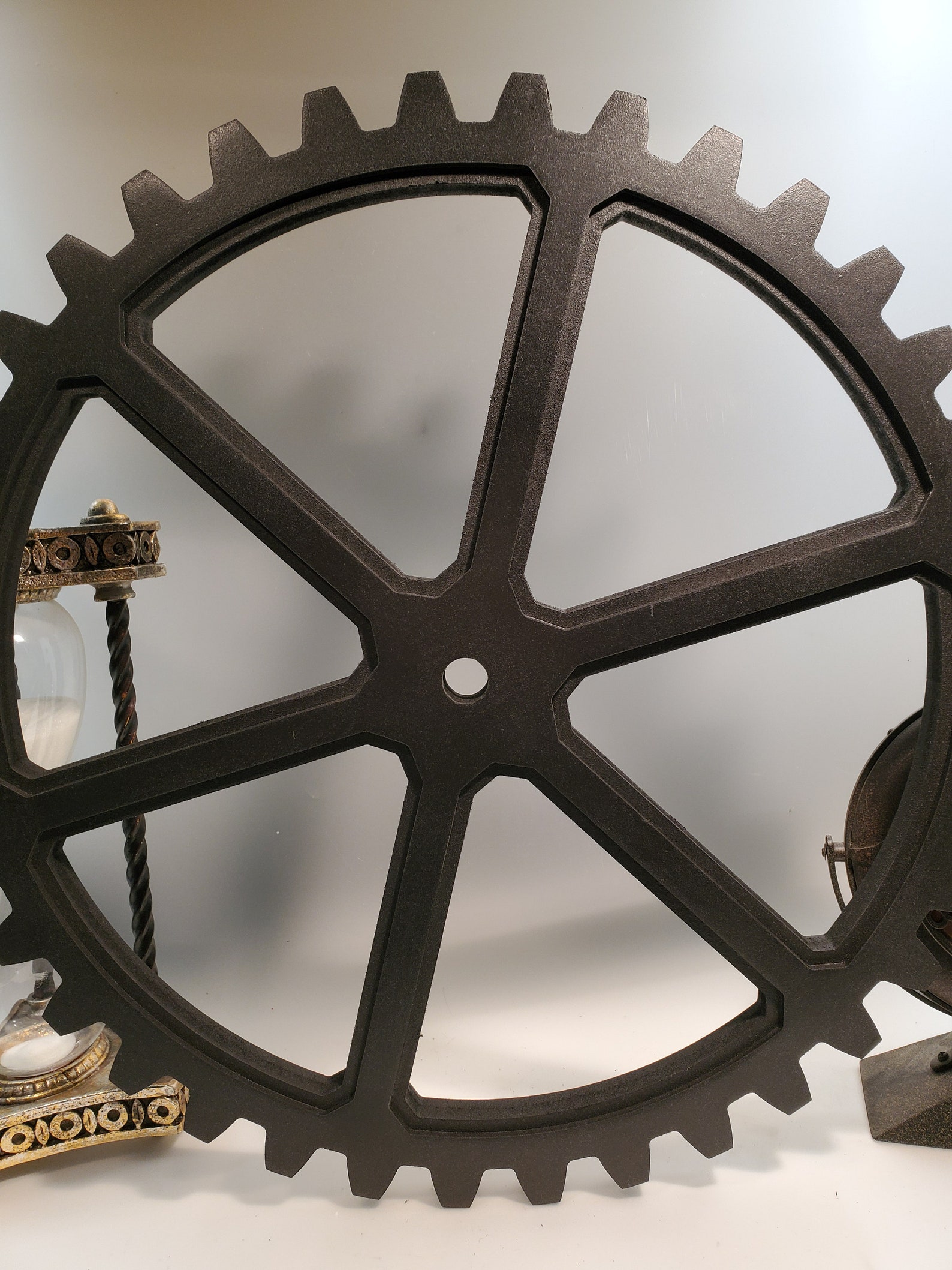 Large Wooden Gear 18 Inches Wood Cog Black Steampunk Wall Decor ...