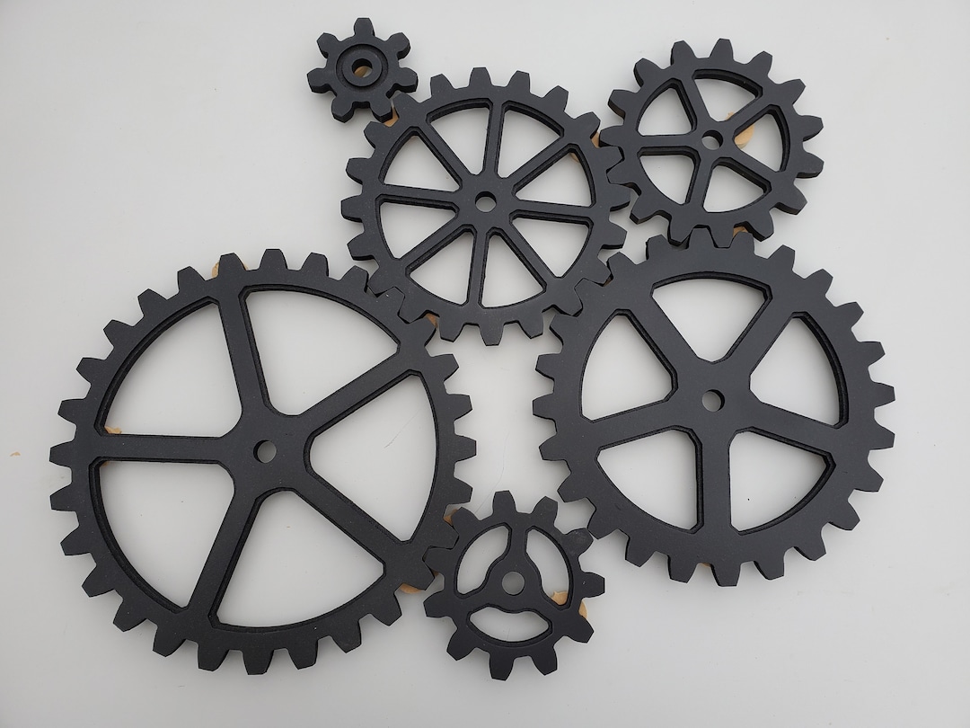 Six Gear Wall - Black - Steampunk Industrial Americana Cog Wheel Cogs ...