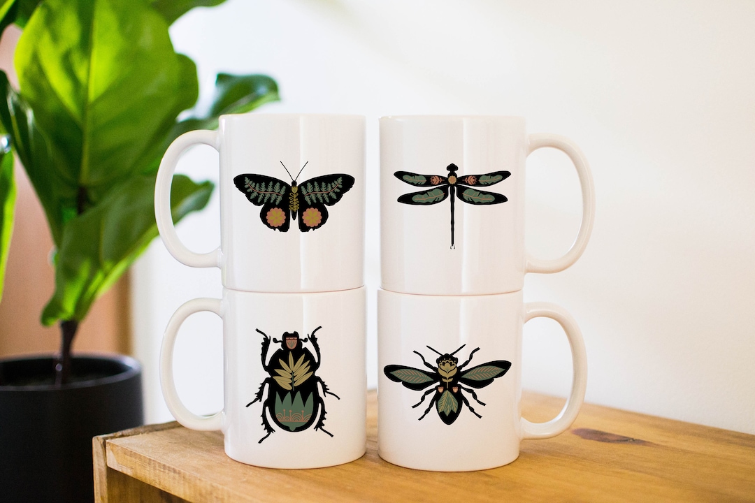 Insect Mug: Butterfly, Dragonfly, Beetle, or Bee - Etsy