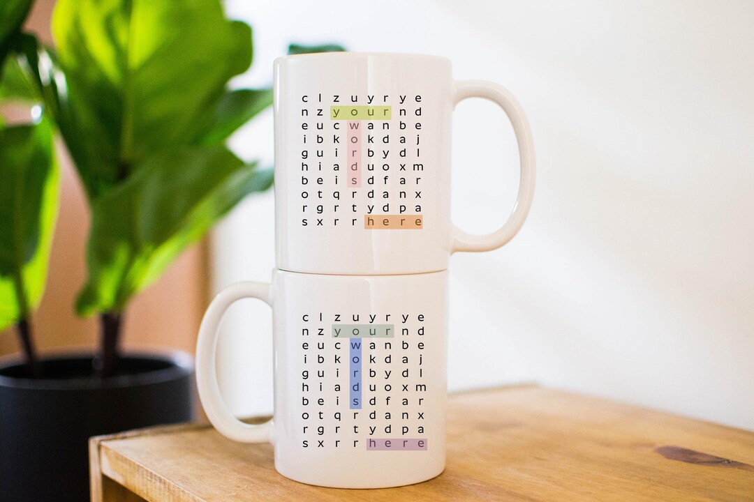 Custom Word Search Mug: 11oz, 15oz, or 20oz Ceramic Coffee Cup - Etsy