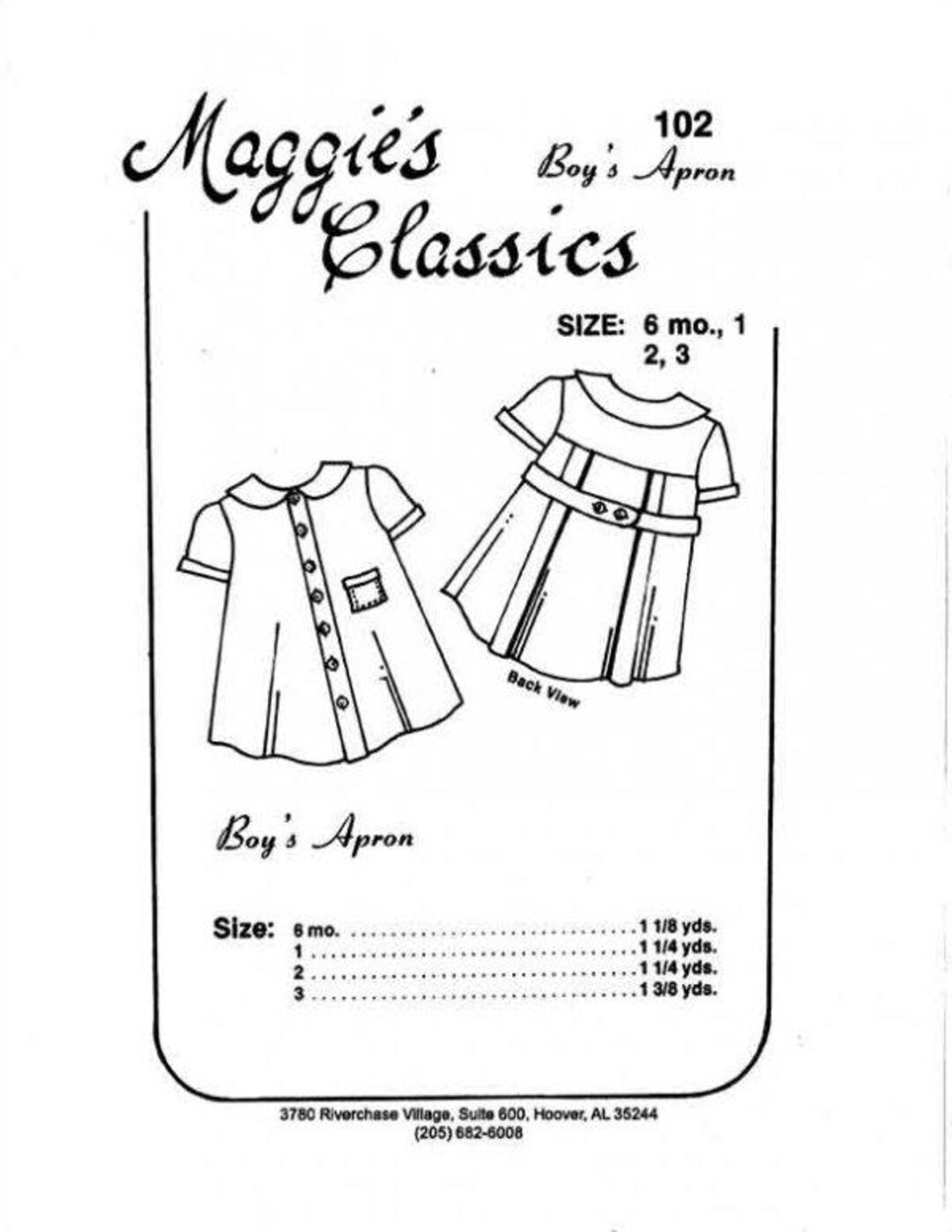 Maggie's Classics 102 Boys' Apron Pattern (select Size) - Etsy
