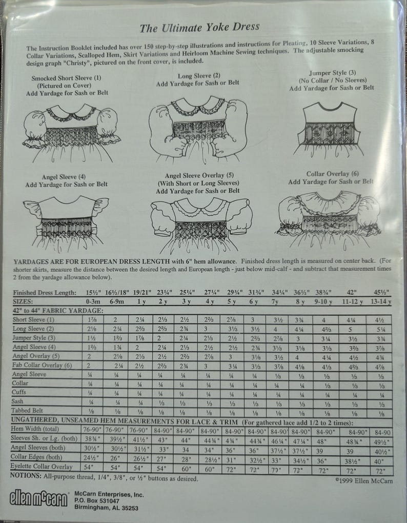 The Ultimate Yoke Dress Sewing Pattern by Ellen Mccarn Classic Heirloom ...