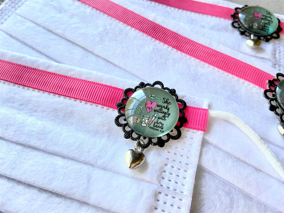 NURSE Themed Disposable Face Masks GLASS CHARM With Wording - Etsy