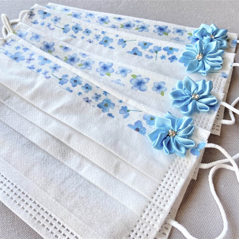 Blue Floral Face Mask - Etsy