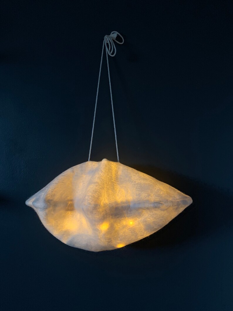 White Lighting Cloud Felted wool Lamp LED | Etsy