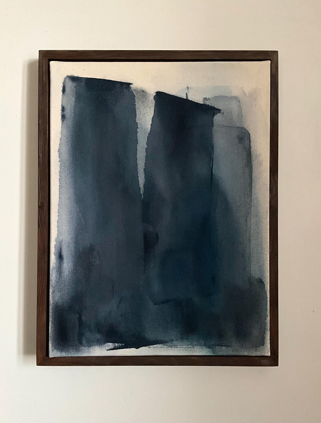 Original Dark Blue Abstract Painting on Canvas - Modern Minimalist ...
