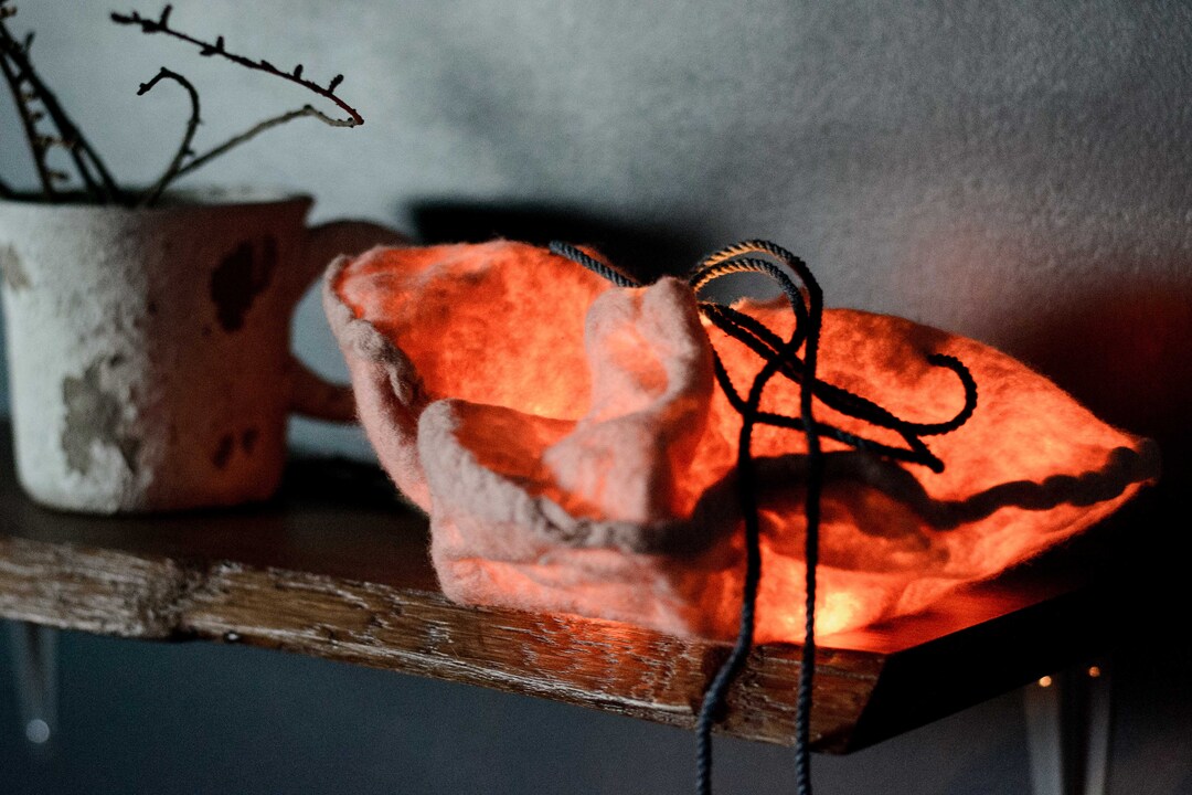 Pink Lighting Cloud Felted Wool Lamp LED Night Soft Light - Etsy