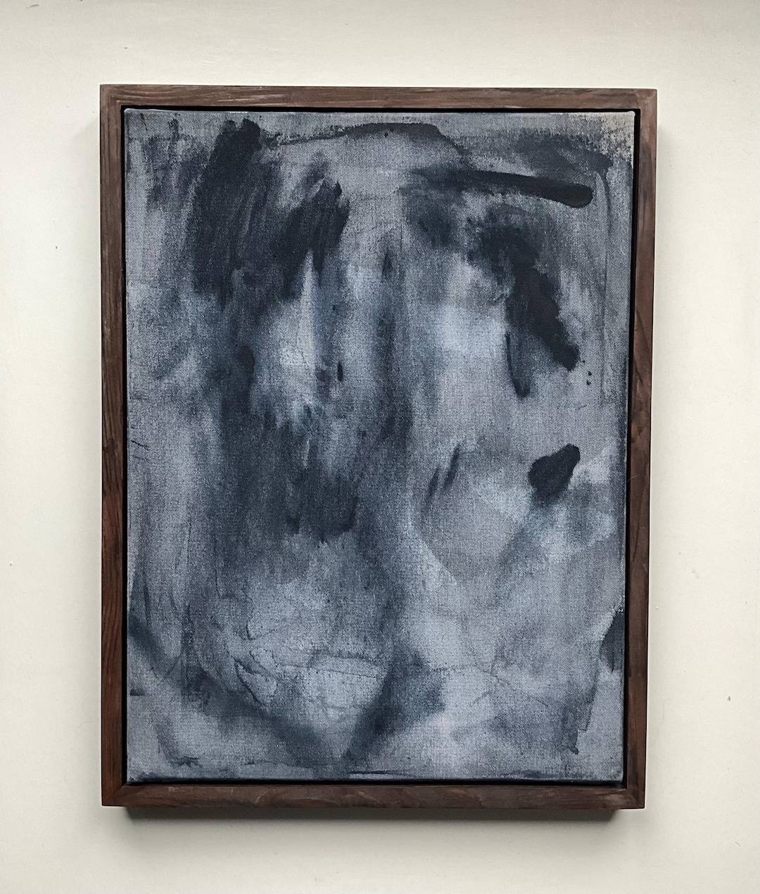 Original Dark Blue Abstract Painting on Canvas - Modern Minimalist ...