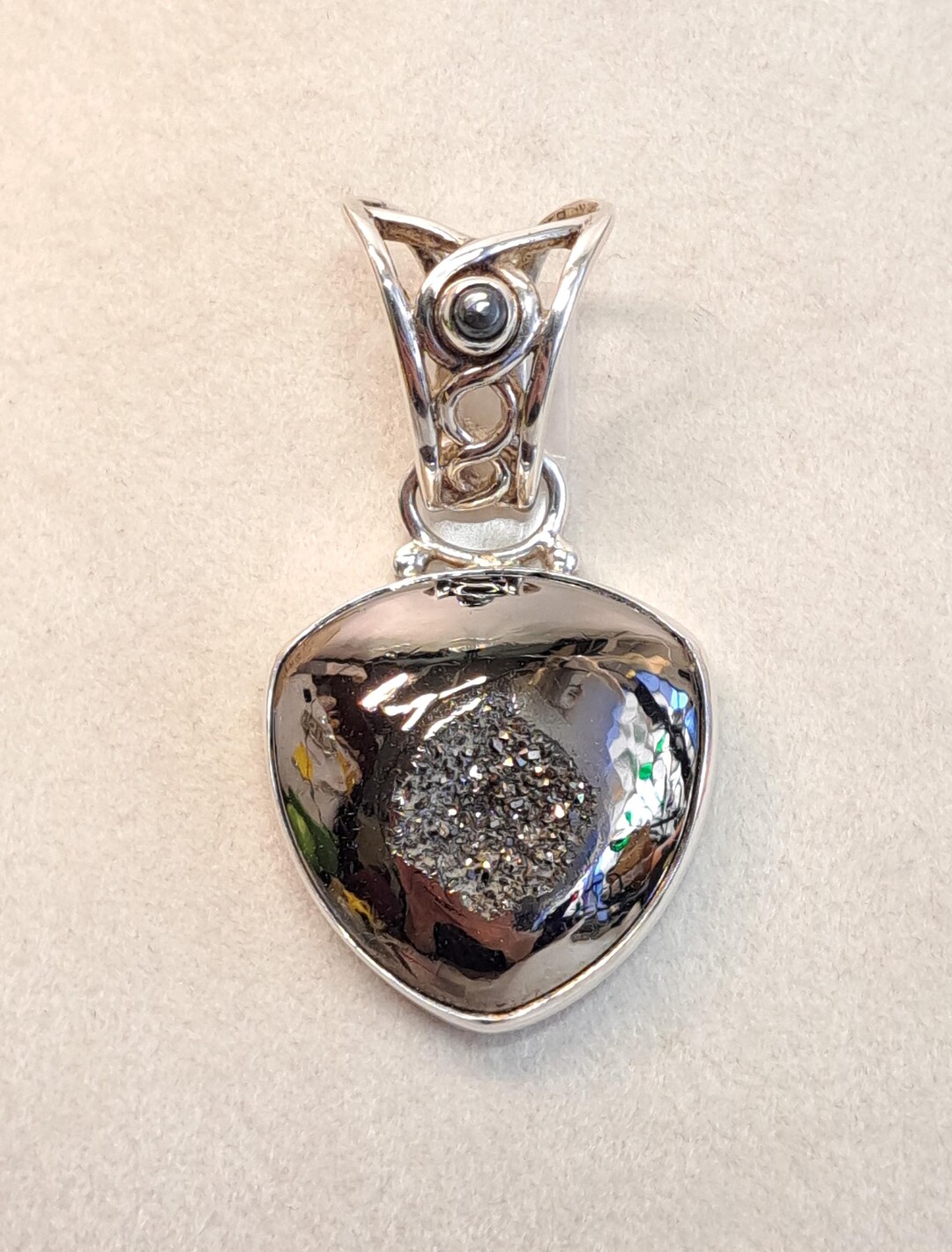 Colleen Lopez Sterling Silver 925 Black Druzy Quartz Hematite Stone ...