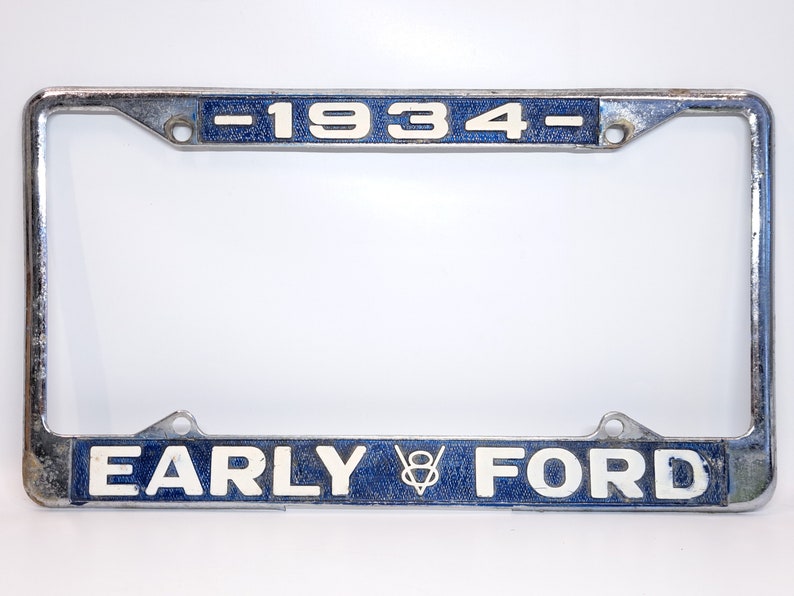 Pair Vintage 1934 Early Ford V8 Front & Rear Chrome License Plate ...