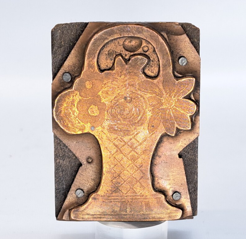 Antique Copper & Wood Victorian Floral Arrangement in Basket ...